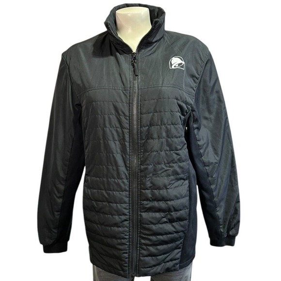 Jackets & Coats | Taco Bell Employee Worker Black Full Zip Puffer ...